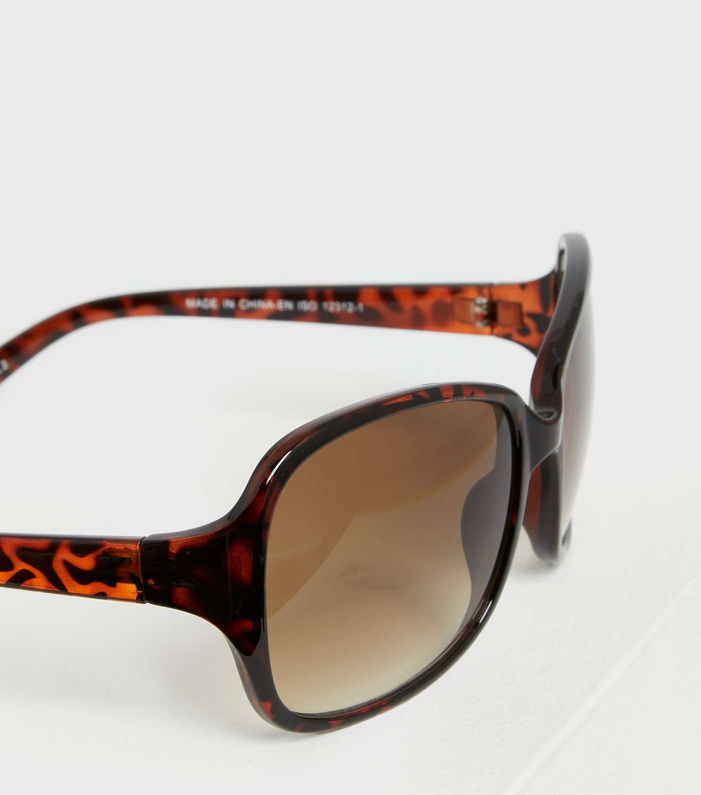 Dark Brown Tortoiseshell Effect Rectangle Frame Sunglasses New Look