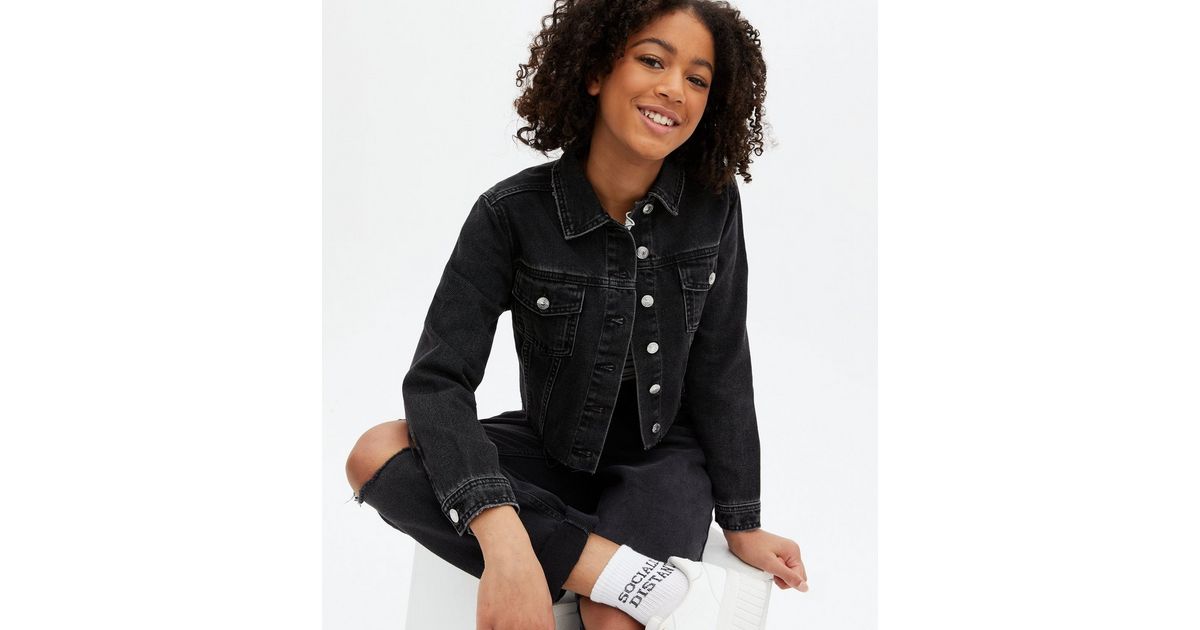 Girls Black Denim Crop Jacket | New Look