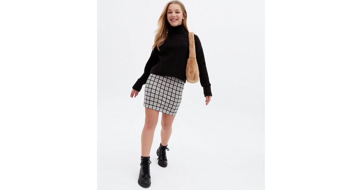 Girls Camel Check Mini Tube Skirt | New Look