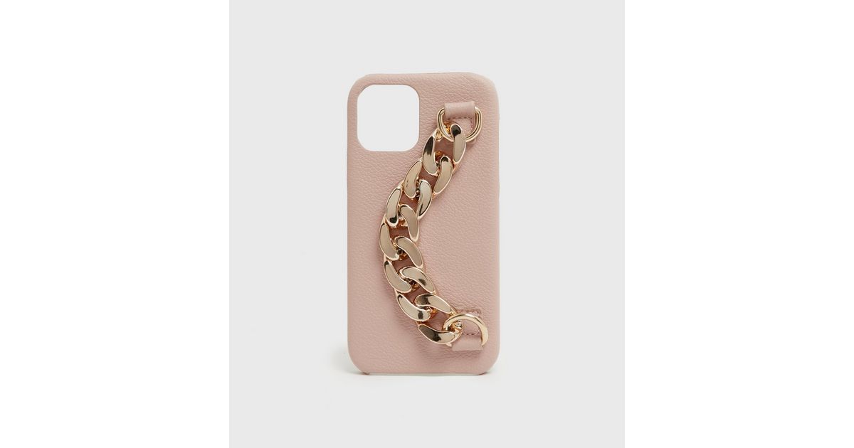 Pale Pink Chunky Chain Phone Case for iPhone 12 | New Look
