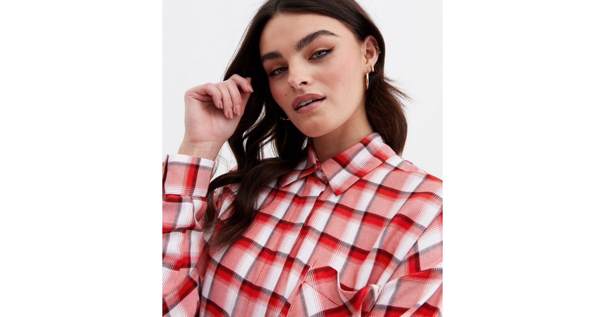 Red Check Oversized Shirt | New Look