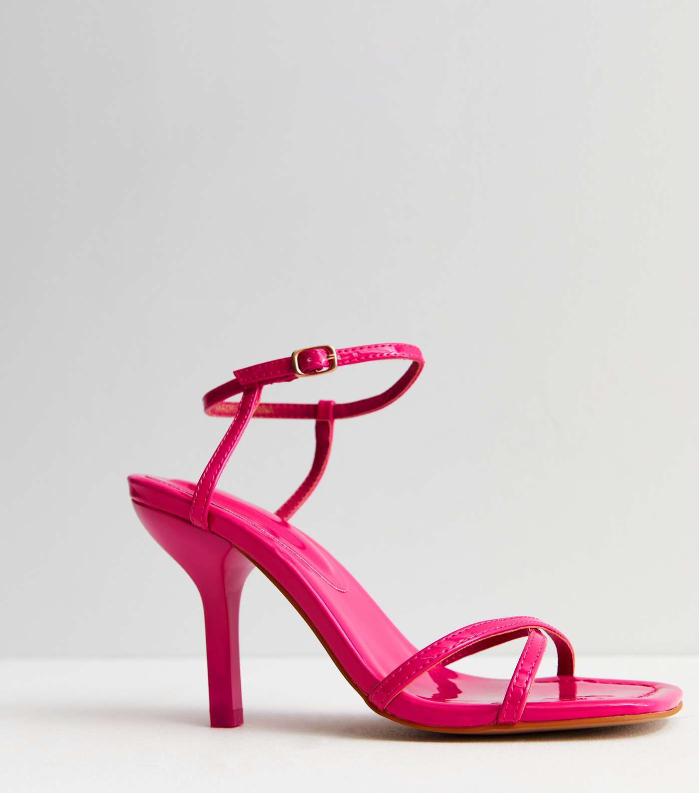 Bright Pink Patent Strappy Stiletto Heel Sandals New Look