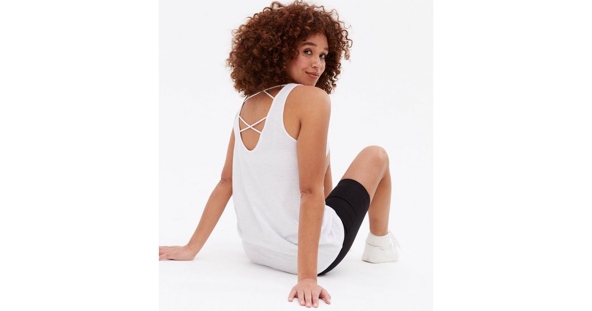 White Cross Back Scoop Neck Long Vest | New Look