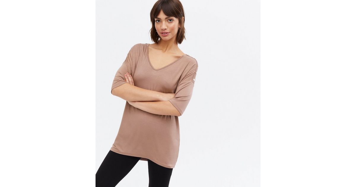 Mink Button Long Sleeve Top | New Look