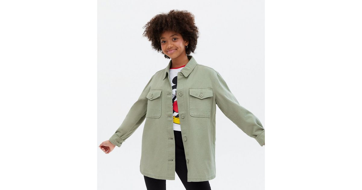Girls Light Green Twill Shacket | New Look