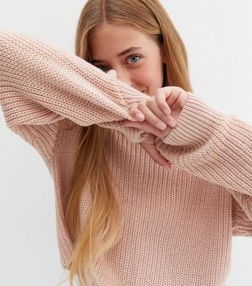 Girls Pale Pink Knit High Neck Jumper | New Look