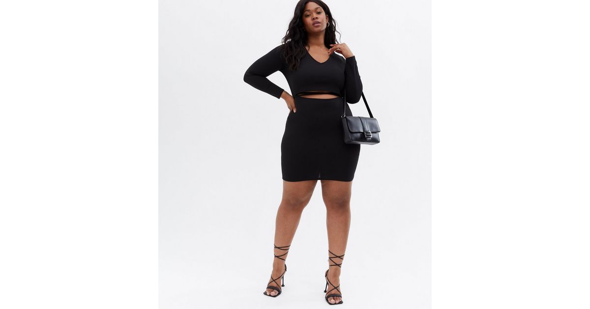 Curves Black Cut Out Bodycon Mini Dress | New Look