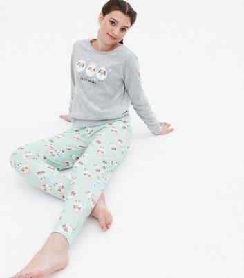 Girls Light Grey Brushed Pyjama Set with Sheep Print | New Look