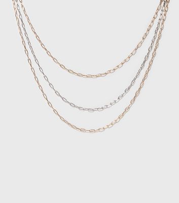 Gold and Silver Layered Chain Necklace | New Look