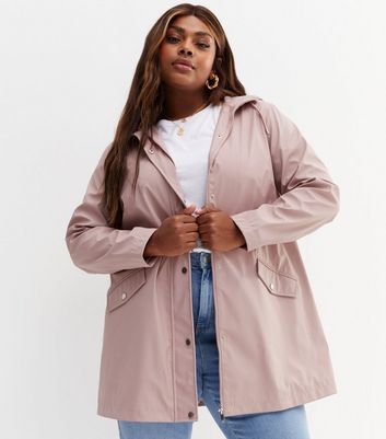 Curves Mid Pink Hooded Anorak | New Look
