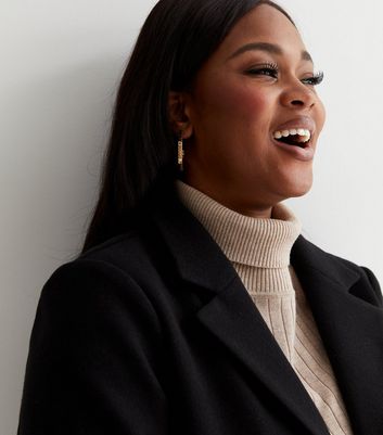 Curves Black Unlined Long Formal Coat | New Look