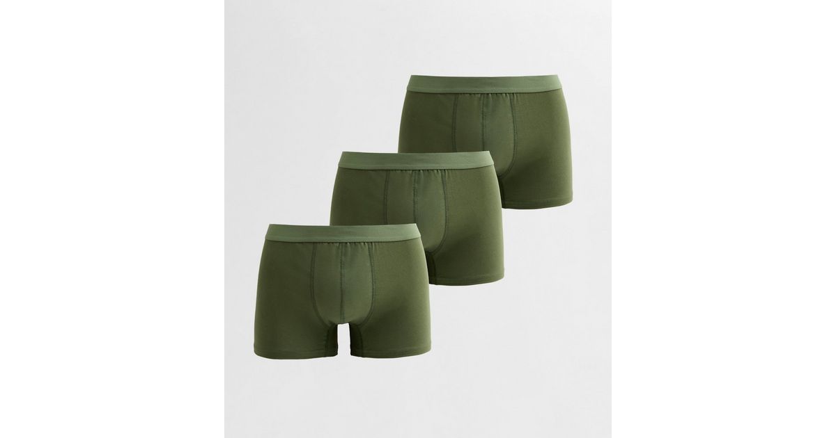 Dark Khaki Pack of 3 Boxers | New Look