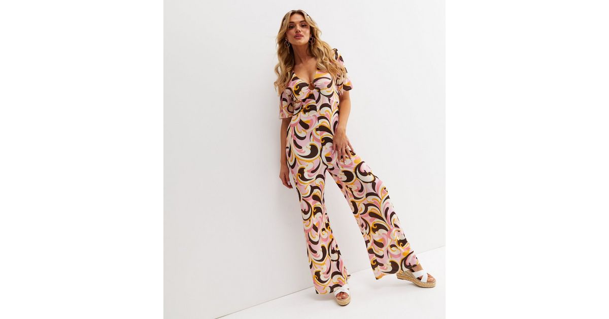 Red Carpet Ready Brown Swirl Ring Jumpsuit | New Look