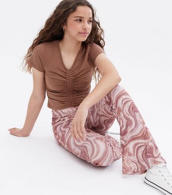 Girls Dark Brown Ruched Front Top | New Look