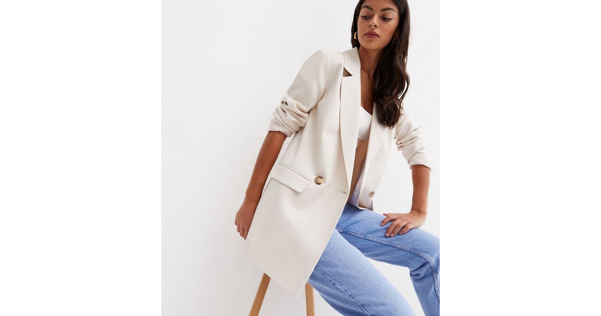 Cream Button Oversized Blazer | New Look