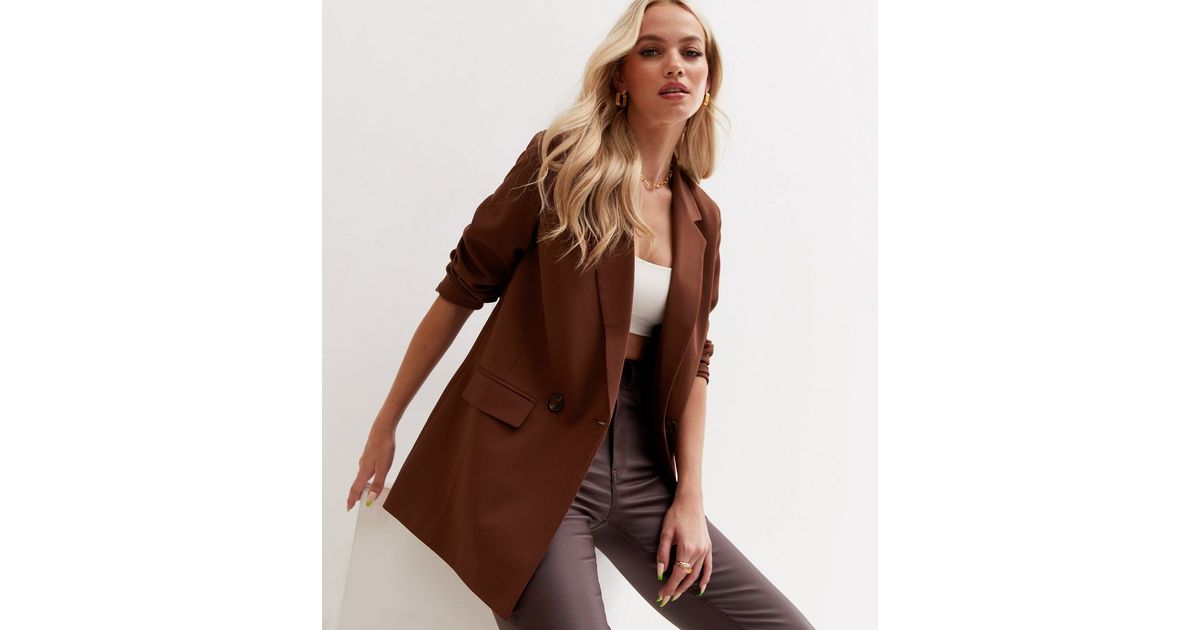 Rust Button Oversized Blazer | New Look