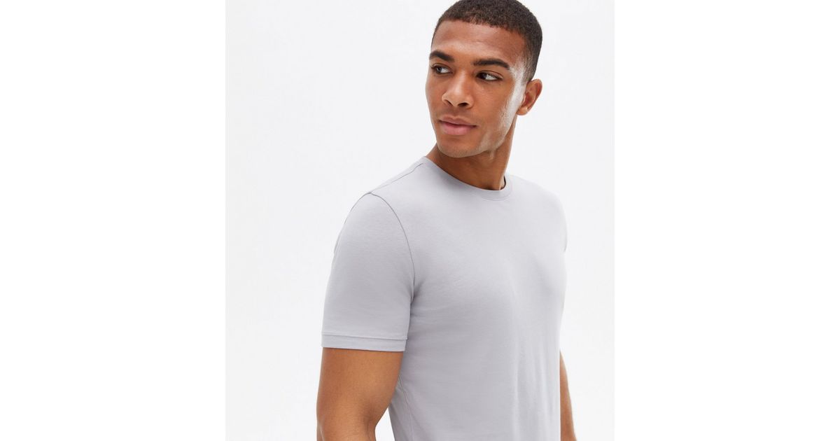Pale Grey Muscle Fit Crew Neck T-Shirt | New Look