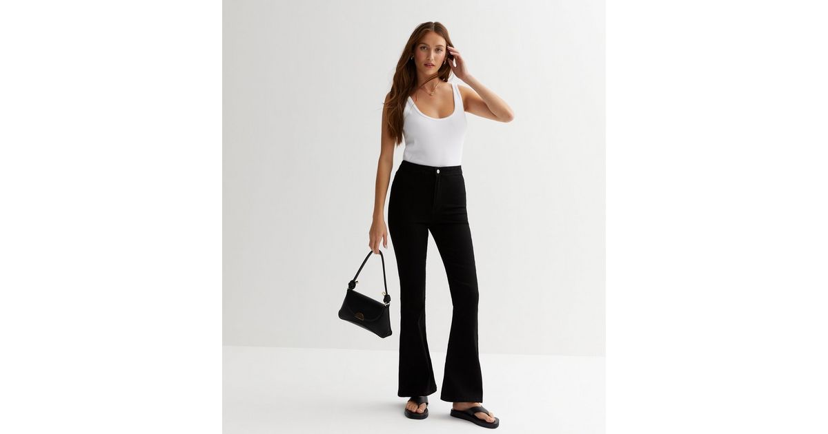 Black Mid Rise Flared Brooke Jeans | New Look