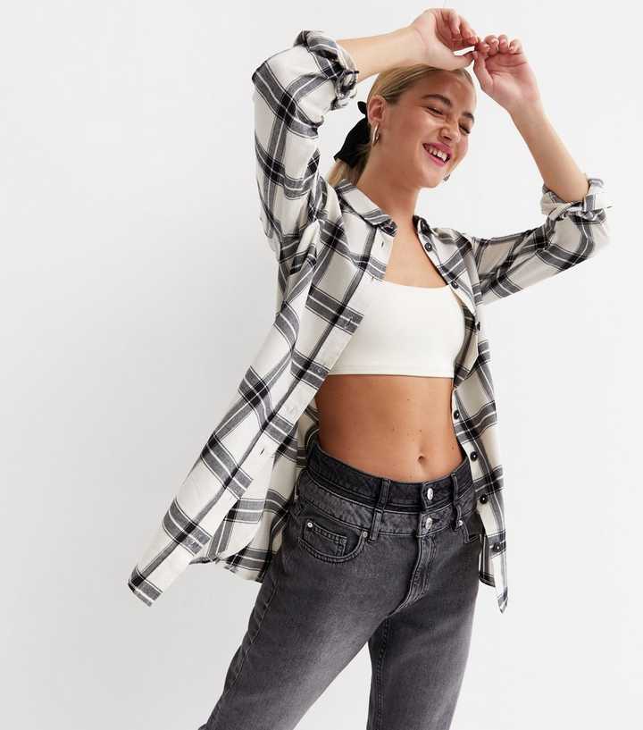 White Check Long Sleeve Shirt | New Look