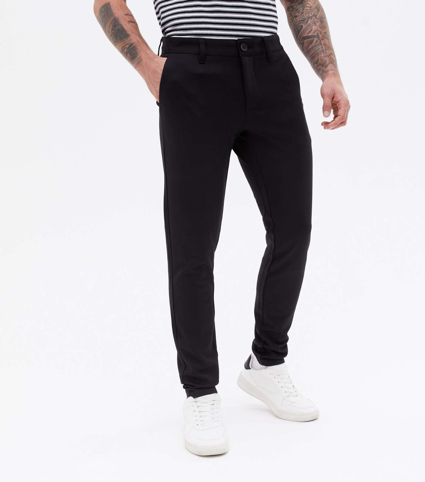 Only And Sons Black Slim Fit Tapered Trousers New Look