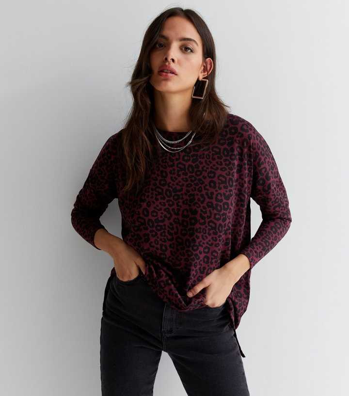 Red Animal Print Round Neck Long Sleeve Top | New Look