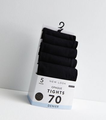 5 Pack Black Opaque 70 Denier Tights | New Look