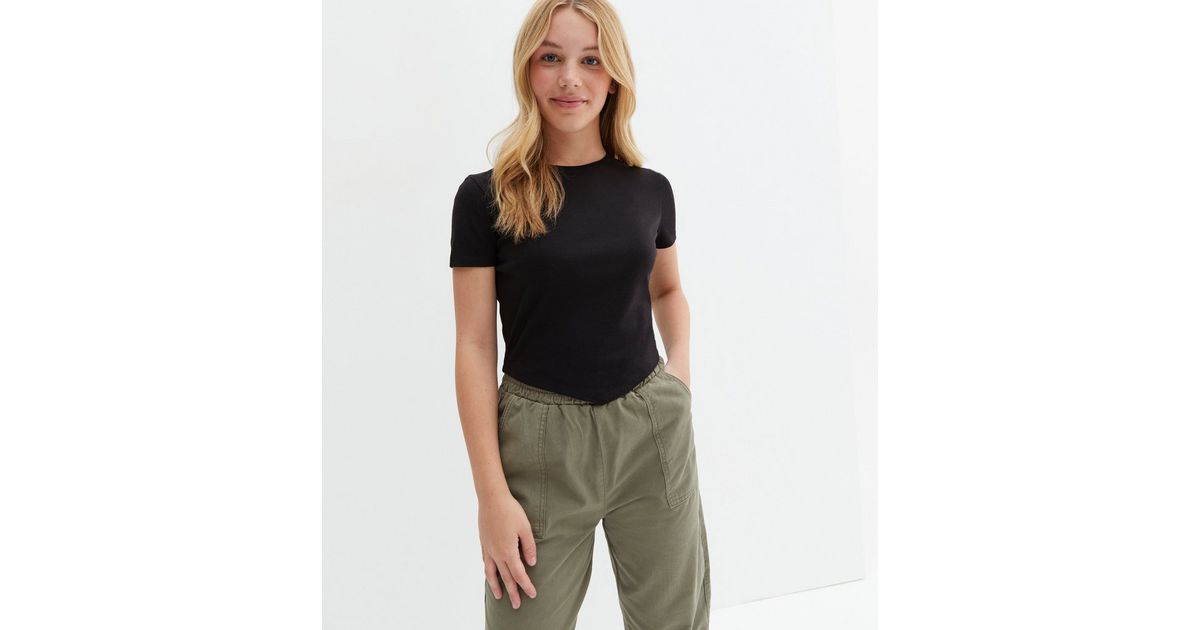 Girls Black Hanky Hem T-Shirt | New Look