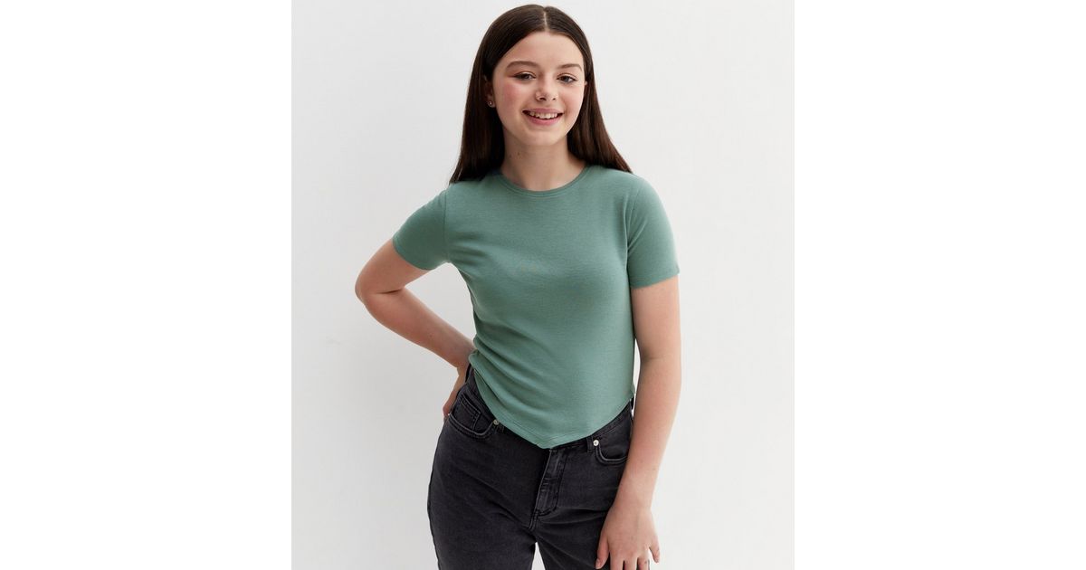 Girls Green Hanky Hem T-Shirt | New Look
