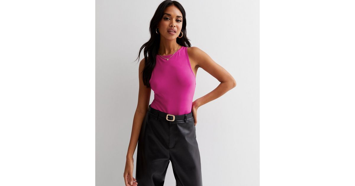 Deep Pink Slinky Racer Bodysuit | New Look
