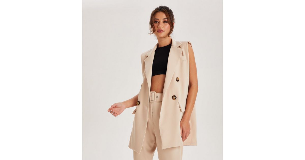 Urban Bliss Stone Sleeveless Oversized Blazer | New Look