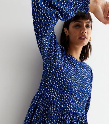 Blue Heart Jersey Long Sleeve Mini Smock Dress | New Look