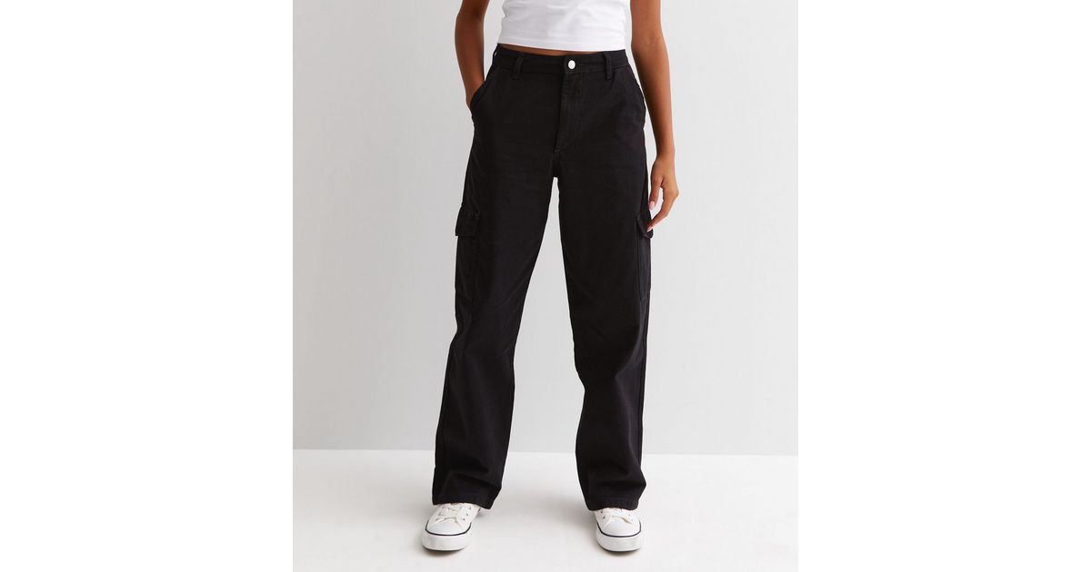 Girls Black Wide Leg Cargo Trousers | New Look