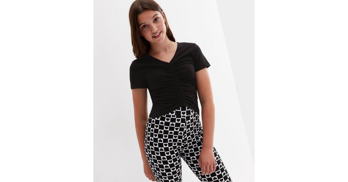 Girls Black Ruched Front Top | New Look