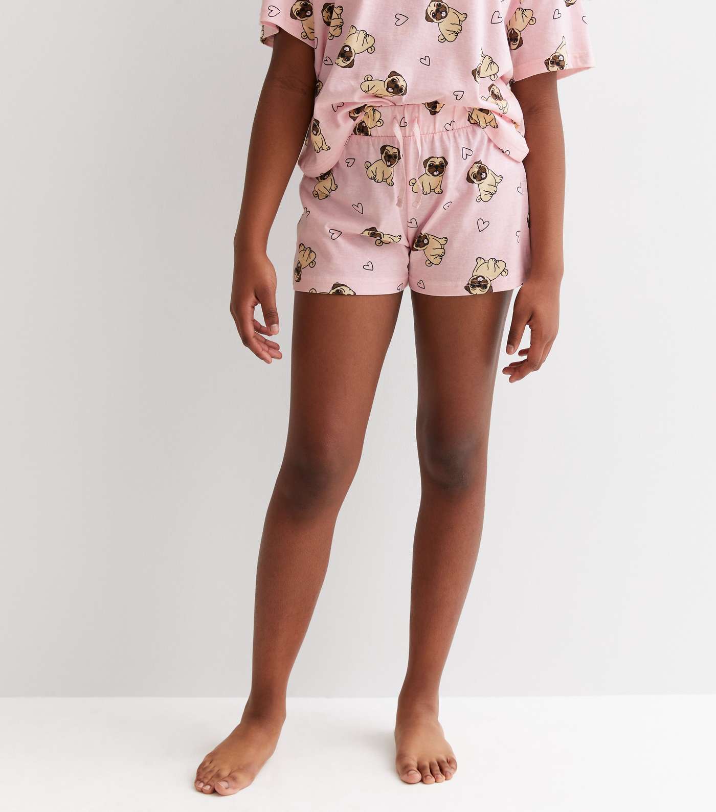 Girls Pink Pyjama Short Set With Pug Print New Look