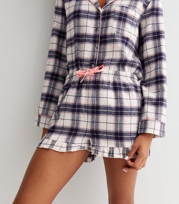 Blue Short Pyjama Set with Check Pattern | New Look