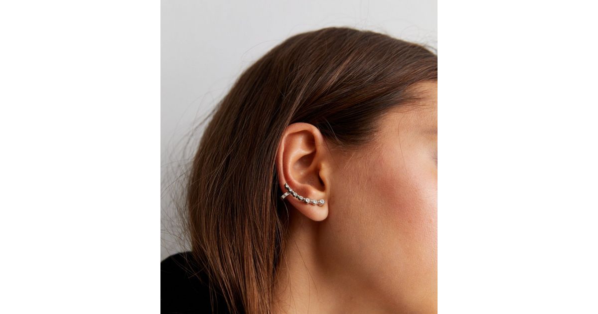 2 Pack Silver Diamanté Ear Cuffs | New Look