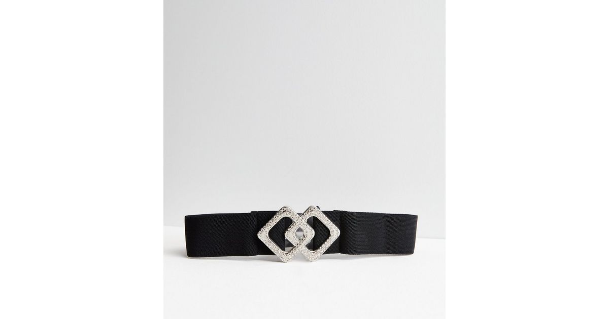 Silver Diamante Stretch Belt | New Look