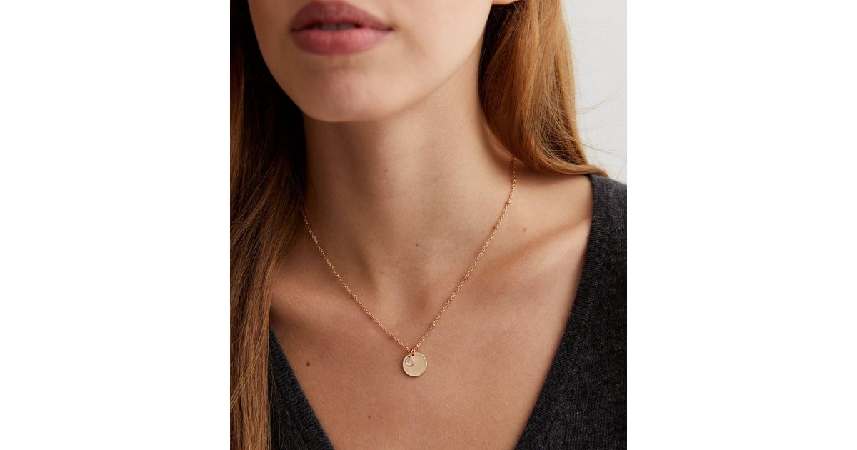 Gold October Birthstone Pendant Necklace | New Look