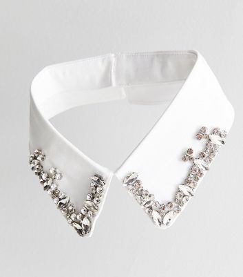 White Gem Embellished Collar | New Look