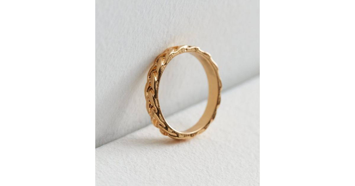 Gold Plaited Ring | New Look