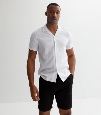 White Linen Blend Revere Collar Short Sleeve Shirt | New Look