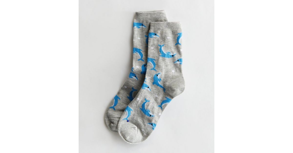 Grey Dolphin Socks | New Look