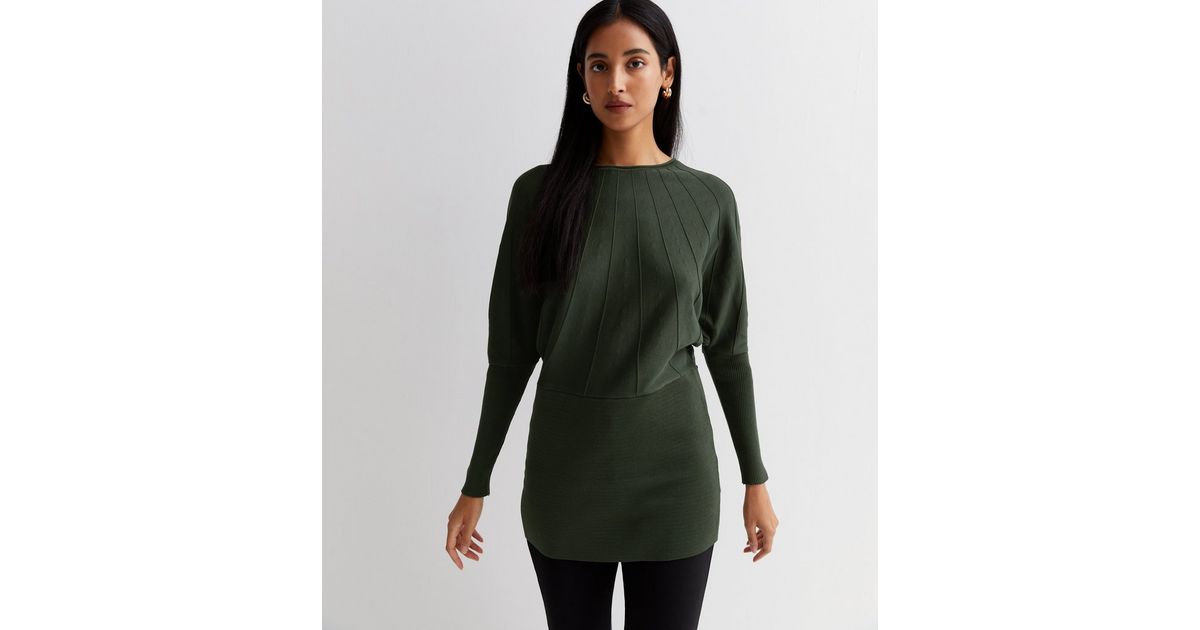 Blue Vanilla Dark Green Batwing Tunic Top | New Look
