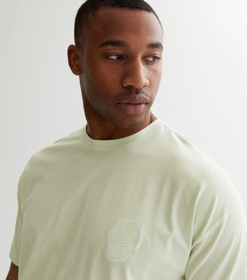 Mint Green Embroidered Skull Oversized T-Shirt | New Look