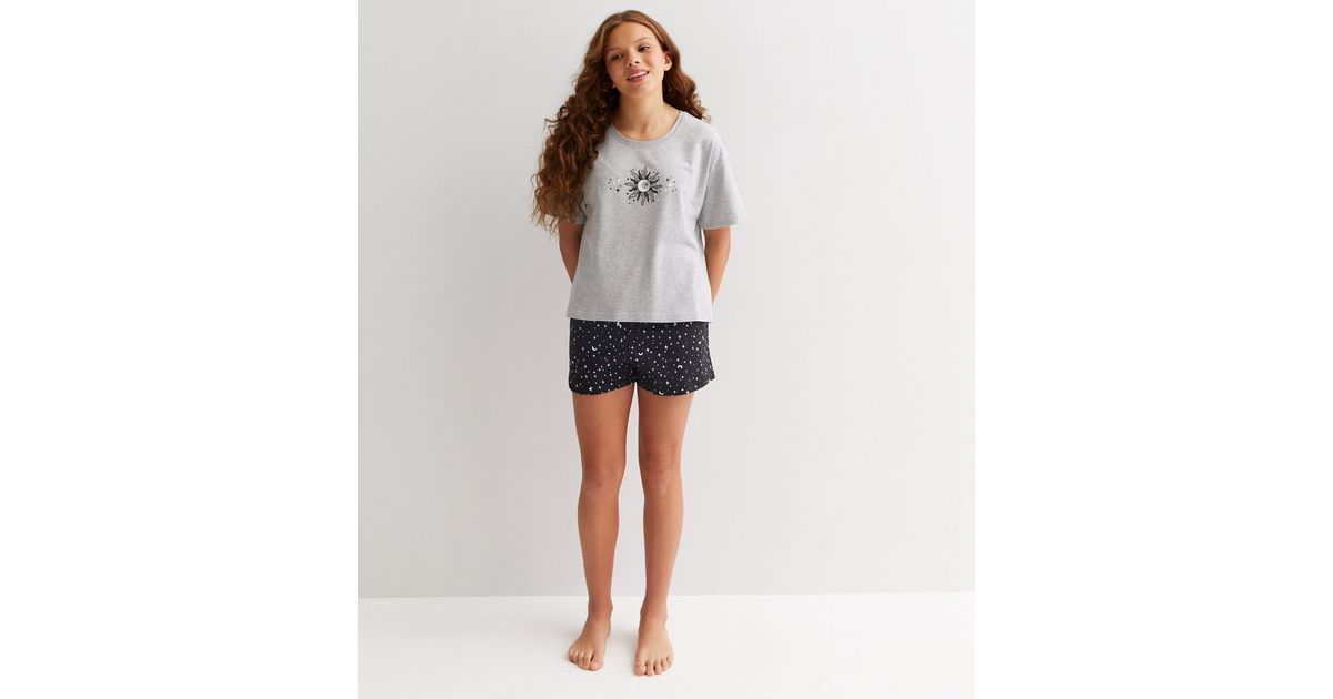 Girls Light Grey Short Pyjama Set with Mystic Print | New Look