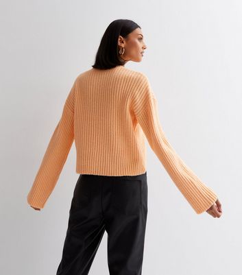 Coral Ribbed Knit Crew Neck Jumper | New Look