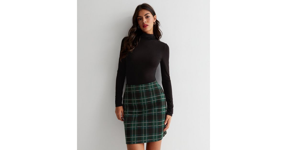 Green Check Mini Tube Skirt | New Look