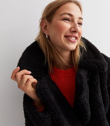 Urban Bliss Black Teddy Long Coat | New Look