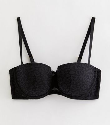 Black Leopard Lace Multiway Strapless Bra | New Look