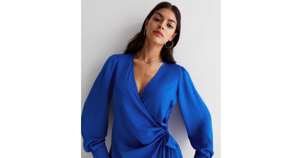 Bright Blue Tie Side Long Blouse | New Look